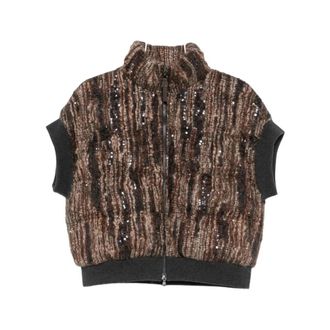 Brunello Cucinelli Pailletten-Boucl&eacute;-Weste - - Jackets - Damen - Braun - M