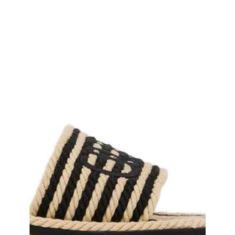 Chlo&eacute; Womens Slide Sandals Woody Patterned Cotton Black-Neutrals Flip Flops & Slides Black/neutrals