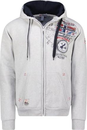 Geographical Norway Gotham Men Sweat Capuche Poche Kangourou Homme - Sweatshirt Logo Pull Hood Hoody Chaud Manches Longues - Hommes Printemps Ete Automne Hiver (Gris_Clai