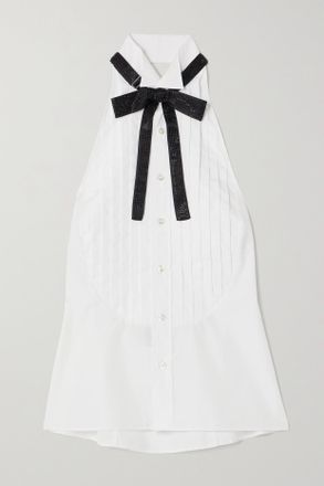 Ralph Lauren Collection Haut Dos Nu En Popeline De Coton &Agrave; Plis, Noeud Et Ornements Sorrento - Blanc