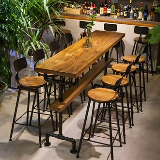 Generic Industrieller Bartisch, 91 cm rechteckige Stehplatte mit Kiefernholz- und Eisengestell, Retro-Thekentisch f&uuml;r Caf&eacute;s und Restaurants