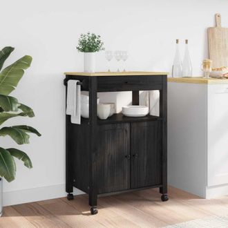 vidaXL vidaXL Chariot de cuisine MONZA Noir 60 x 40 x 88,5 cm