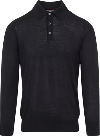 Brunello Cucinelli Homme, Tops, Noir, Taille: L LS Polo Sweater