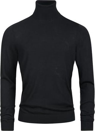 Kronstadt KSJohannes Pull en laine m&eacute;rinos &agrave; col roul&eacute; pour homme 100 % laine m&eacute;rinos avec col roul&eacute; | Pull en tricot fin pour homme, Noir, M