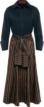 Simon Miller Gestreiftes Inna Popeline-Maxikleid - Schwarz