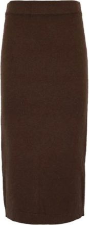 Twinset Femme, Jupes, Brun, Taille: 38 FR Jupe Midi en Maille C&ocirc;tel&eacute;e