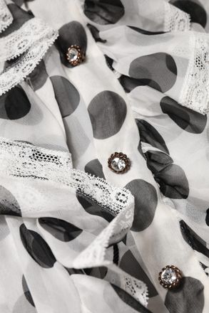 Dolce & Gabbana Polka Dot Silk Blouse - White