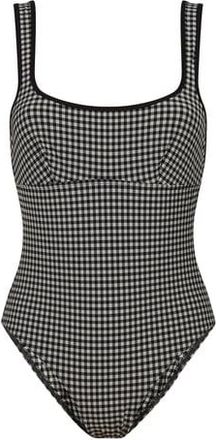 D Nu D Maillot de bain une pi&egrave;ce &agrave; carreaux et d&eacute;collet&eacute; arrondi