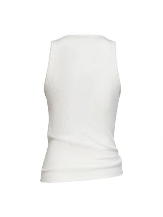 Paco Rabanne Womens White Ribbed Stretch Cotton Tank Top