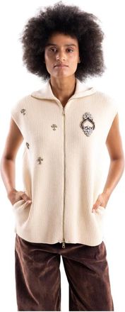 Brand Unique &Auml;rmellose Strickweste - - Knitwear - Damen - Beige - 2XL