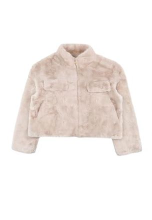 Queen Helena Manteau court dhiver chaud veste avec poils doux d&eacute;contract&eacute; femme PLC08, beige, Taille unique