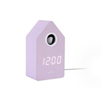Karlsson Wecker Cuckoo Led - Violett - 9x9x15.8cm - Rechteck - Holz - Wecker f&uuml;r Schlafzimmer - Weihnachtsdekoration - Geschenk f&uuml;r sie