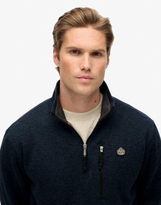 Superdry Storm - Pullover aus Fleece in Marineblau mit Gittermuster-Futter
