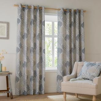 Wylder furn. Wylder Ophelia Raumverdunkelnde &Ouml;senvorh&auml;nge, Paar - Jacquard-Vorh&auml;nge mit kr&auml;ftigem botanischem Blumenmuster (Wedgewood - L 137 x B 117 cm - 2 