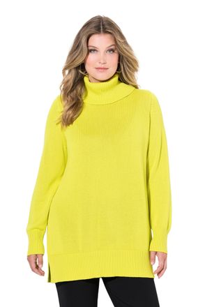 Miamoda Damen große Größen Übergrößen Plus Size Pullover, A-Linie, Rollkragen Limette 50+ 837458402-50+