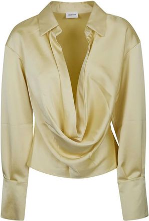Andamane Femme, Blouses et Chemises, Beige, Taille: 40 FR Lilia Deep V Collar Blouse
