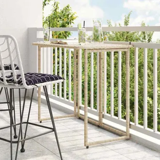vidaXL Vidaxl - Table de jardin pliante beige 90 x 51 x 75 cm - Polyrotin r&eacute;sistant aux intemp&eacute;ries - Design compact pour rangement facile