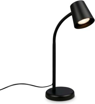 Briloner Nachttischlampe, Schreibtischlampe Schwenkbar, Tischlampe GU10 für Home Office mit Kabelschalter, Leselampe, Schwarz