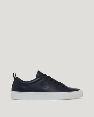 Belstaff Baskets Walton Pour Homme Cuir Nappa Bleu Encre Fonc&eacute; Eu 40