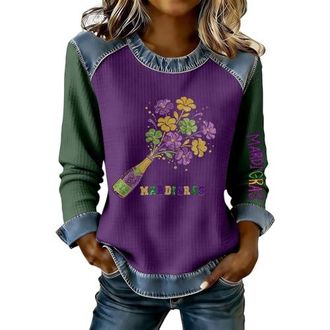 Generic Sweat-shirt &agrave; manches longues pour femme - Style d&eacute;contract&eacute; - Doux - Col rond, Vert, XXL