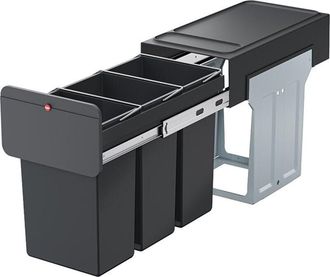 Hailo 0310-300 EcoLine Design Trio l Poubelle encastrable 3x10L Noir