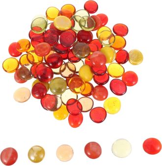 Garneck Flache Glasperlen Mix aus Roten und Gelben Dekorative Glas-Edelsteine für Vasenfüllung Aquarium-deko Bastelbedarf Vielseitige Kunsthandwerk Wohnaccess
