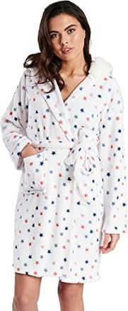 Undercover Peignoir &agrave; capuche en polaire corail pour femme, Etoiles, L