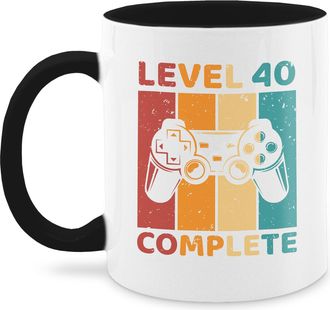 Shirtracer Tasse Tassen 325ml - 40. Geburtstag - Level 40 Complete I Vierzig freigeschaltet I Unlocked I Completed I Zocker I Gamer - 325 ml - Schwarz - m nner z