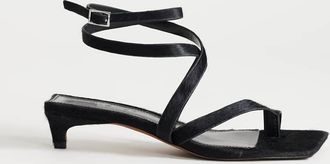 Topshop Sophie - Sandales &agrave; brides et talon mi-haut en cuir v&eacute;ritable avec finition duveteuse-Noir