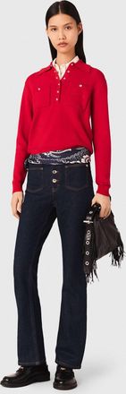 Maje Pullover Mit Polokragen & Stickerei - Rot - Maje