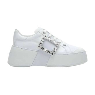 Roger Vivier Femme, Chaussures, Blanc, Taille: 38 1/2 EU Viv Run Strass Buckle Baskets