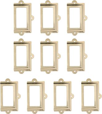 BESPORTBLE 10 St&uuml;ck Metall Etikettenrahmen f&uuml;r Medizinschr&auml;nke und Schubladen Robuster Eiseneinsatz Goldfarbener Schubladen Etikettenhalter mit Einschubfach f&uuml;r 