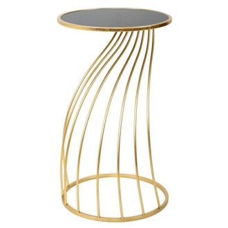 Wanderlust Deco Mesa Auxiliar de Metal Dorado Con superficie de Cristal d43x73