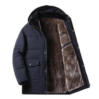 Generic Parka dhiver épaisse et chaude à capuche avec fermeture éclair pour homme - Pour sports de plein air, travail, randonnée, 2, L