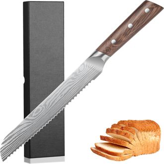 Plys Brotmesser Profi 20cm Wellenschliff: Extra Scharfe Messer aus Hochwertigem Edelstahl mit Ergonomischem Giff