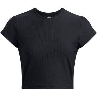 Under Armour Rival T-Shirt f&uuml;r Damen, kurz geschnitten, gerippt (Schwarz)