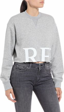 Replay Damen W3715A Kurzer Pullover, M05 Grey Melange, XS