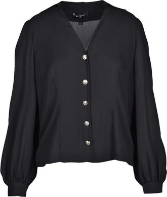 Guess Femme, Blouses et Chemises, Noir, Taille: 38 FR Voile Shirt