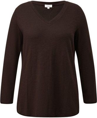 s.Oliver Langarmshirt T-Shirt T-Shirt mit V-Ausschnitt und Rollsaum