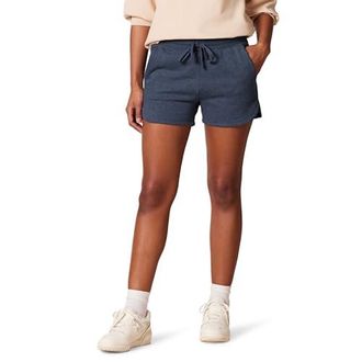 Amazon Essentials Short en Polaire avec Poches Femme, Bleu Marine Chiné, XXL