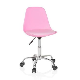hjh OFFICE Chaise de Bureau pour Enfant Fancy II Chaise d&eacute;tude pivotante sans accoudoirs, Si&egrave;ge &agrave; roulettes avec Hauteur r&eacute;glable, Rose 742016