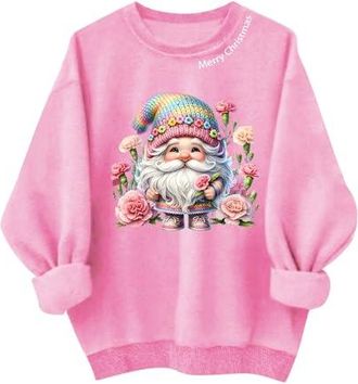 Generic Just A Girl Who Loves Christmas Chandails de Noël pour femmes, col ras-du-cou, manches longues, pull de festival pour femmes, Rose 8, 3XL