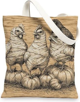 Generic Charmant sacs fourre-tout en toile, sacs à provisions réutilisables, motif animal esquisse, sacs à bandoulière rustiques, légers et lavables pour un u