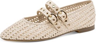 Tamaris Damen Ballerina mit Strap flach, beige, 40 EU