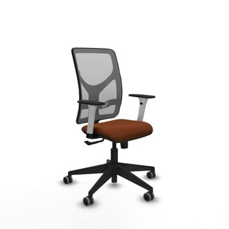 Piqueras y Crespo Atmungsaktiver B&uuml;rostuhl mit wei&szlig;en und schwarzen Armlehnen, h&ouml;henverstellbare Lendenwirbelst&uuml;tze, ausgestattet mit 3 Positionen, Grau/Braun