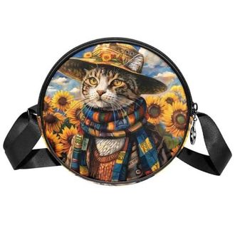 Generic Petit sac &agrave; bandouli&egrave;re rond pour femme, petit sac &agrave; bandouli&egrave;re avec fermeture &eacute;clair et bretelles r&eacute;glables style d&eacute;contract&eacute; pour femmes et filles