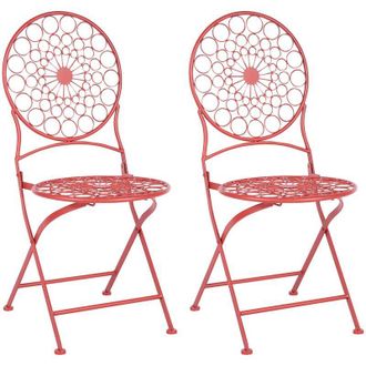 Beliani Beliani - Set aus 2 Garten-Bistrost&uuml;hlen Rot Eisen klappbar f&uuml;r den Au&szlig;enbereich UV-Rostbest&auml;ndigkeit Franz&ouml;sisch Retro-Stil