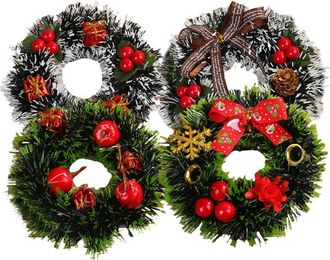 Valiclud 4 St&uuml;cke Mini Weihnachtskr&auml;nze Rote Beere Kranz Tannenzapfen Weihnachtskranz Kerzenringe Adventskranz Weihnachten Kerzenhalter Teelichthalter Dekokran