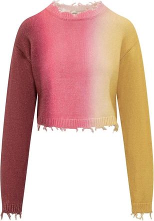 Semicouture Femme, Pulls, Multicolore, Taille: 36 FR Pull Court en Coton &agrave; Manches Longues