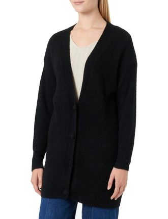 Object Damen Objellie L/S Knit Cardigan Noos Strickjacke, Schwarz, XS EU